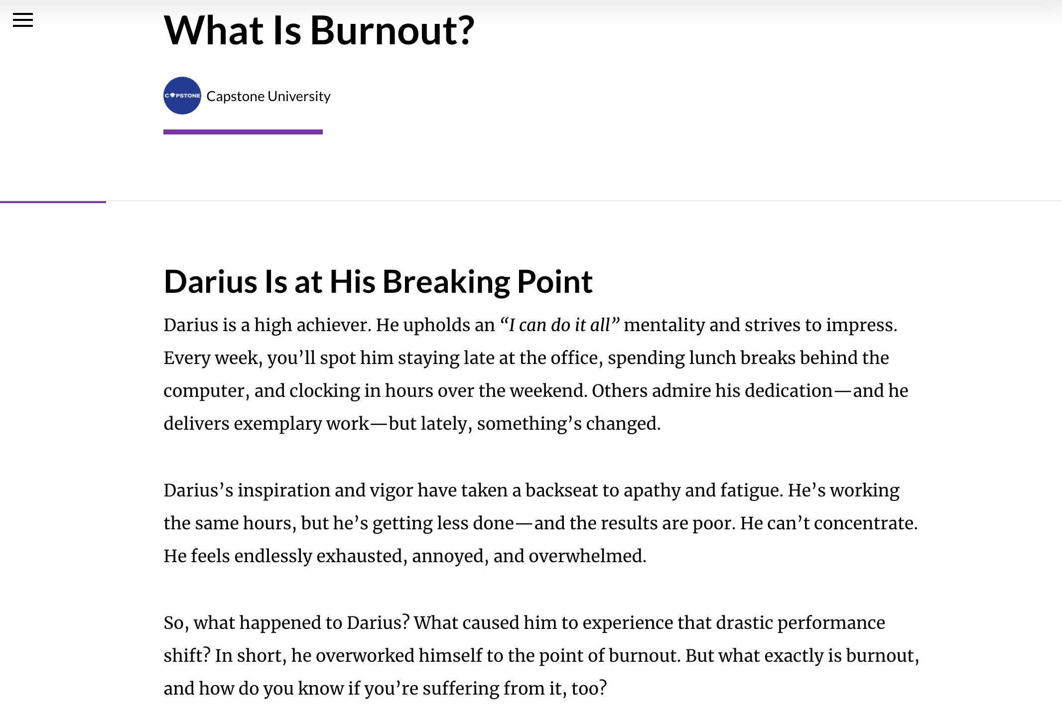 Beating Burnout: Spot the Symptoms and Take Action - Capstone University